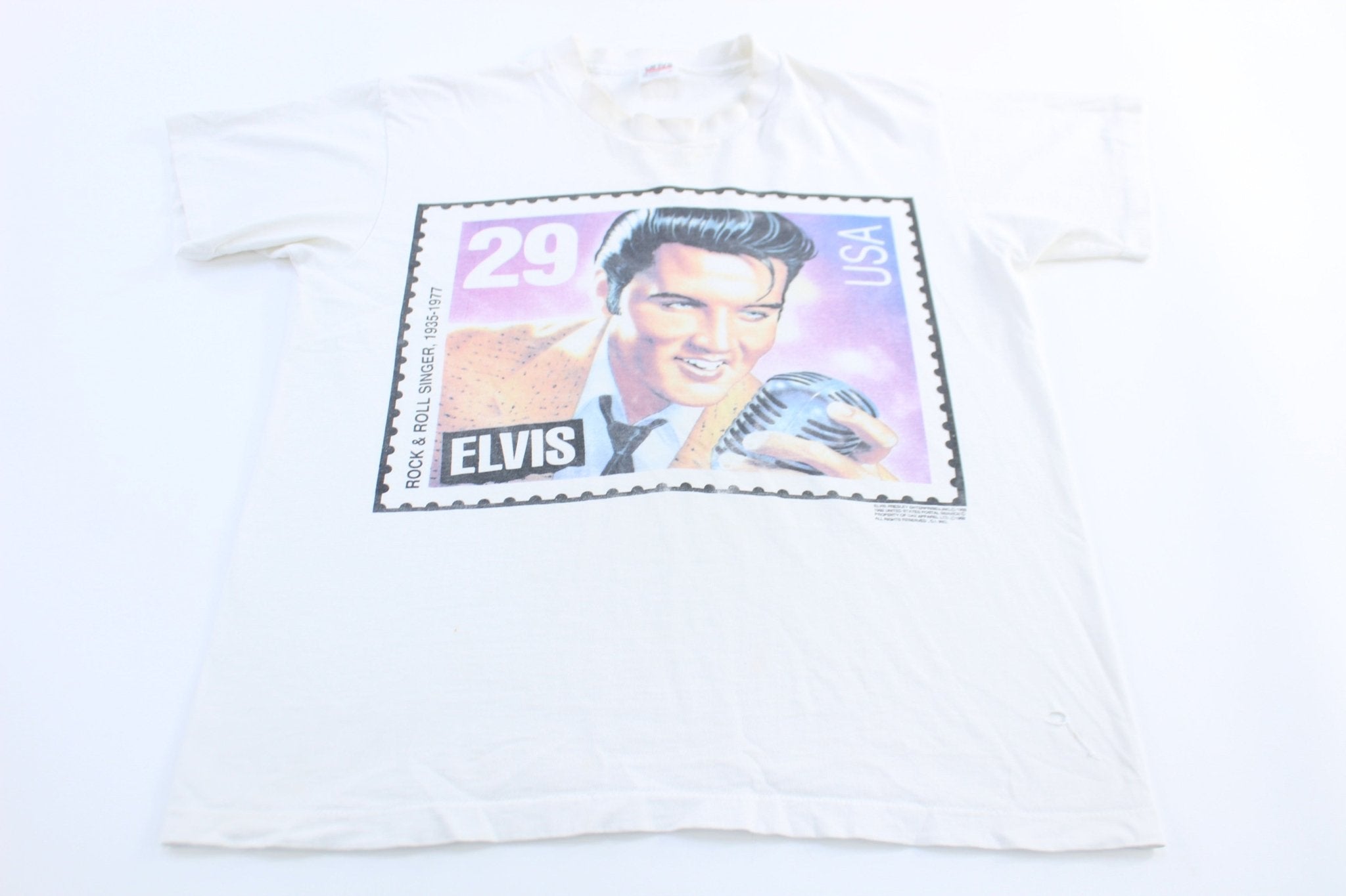 1992 Elvis Presley Rock & Roll Postage Stamp T-Shirt – ThriftedThreads.com