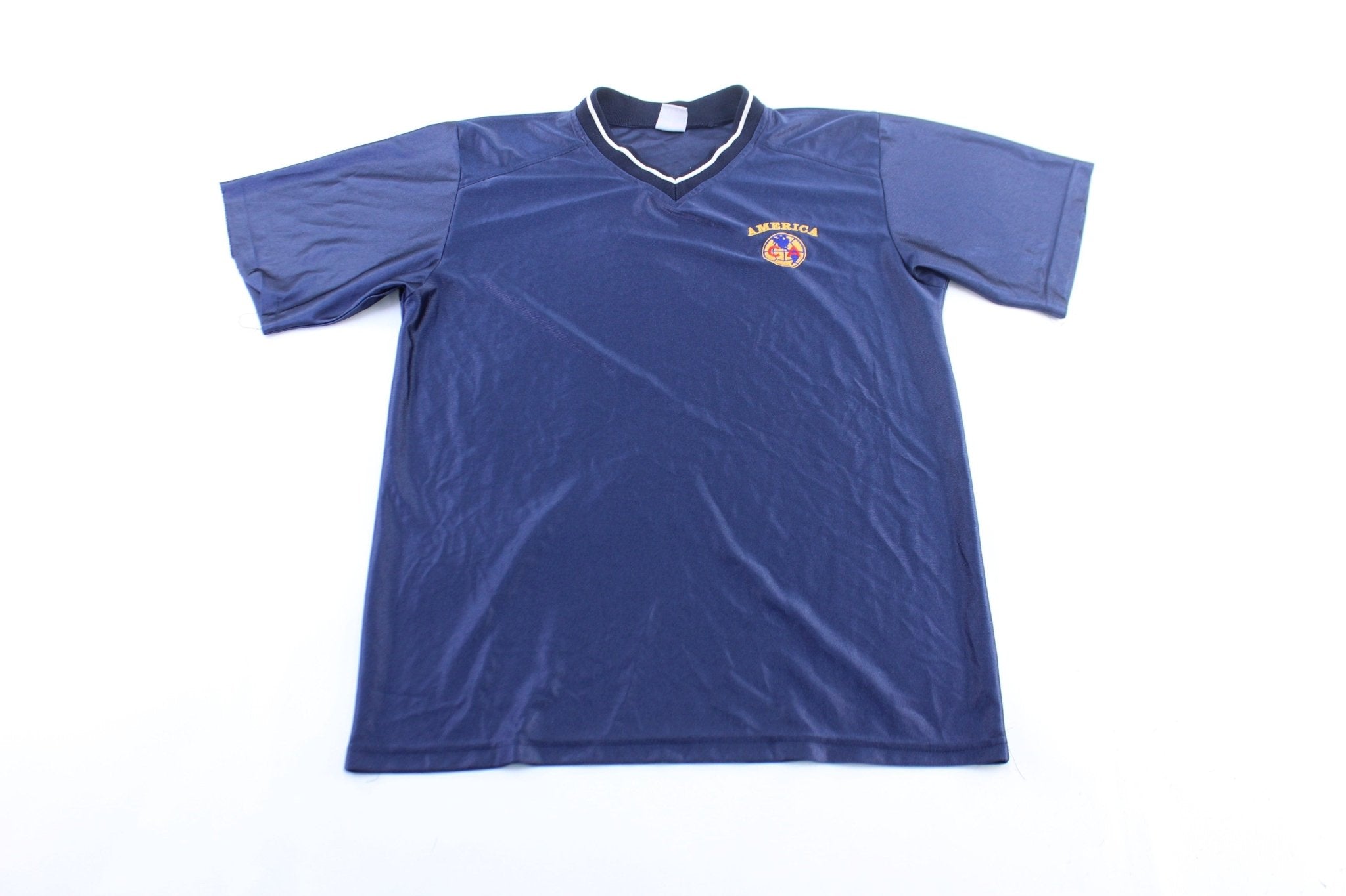 Club America Embroidered Patch Blue Soccer Jersey – ThriftedThreads.com