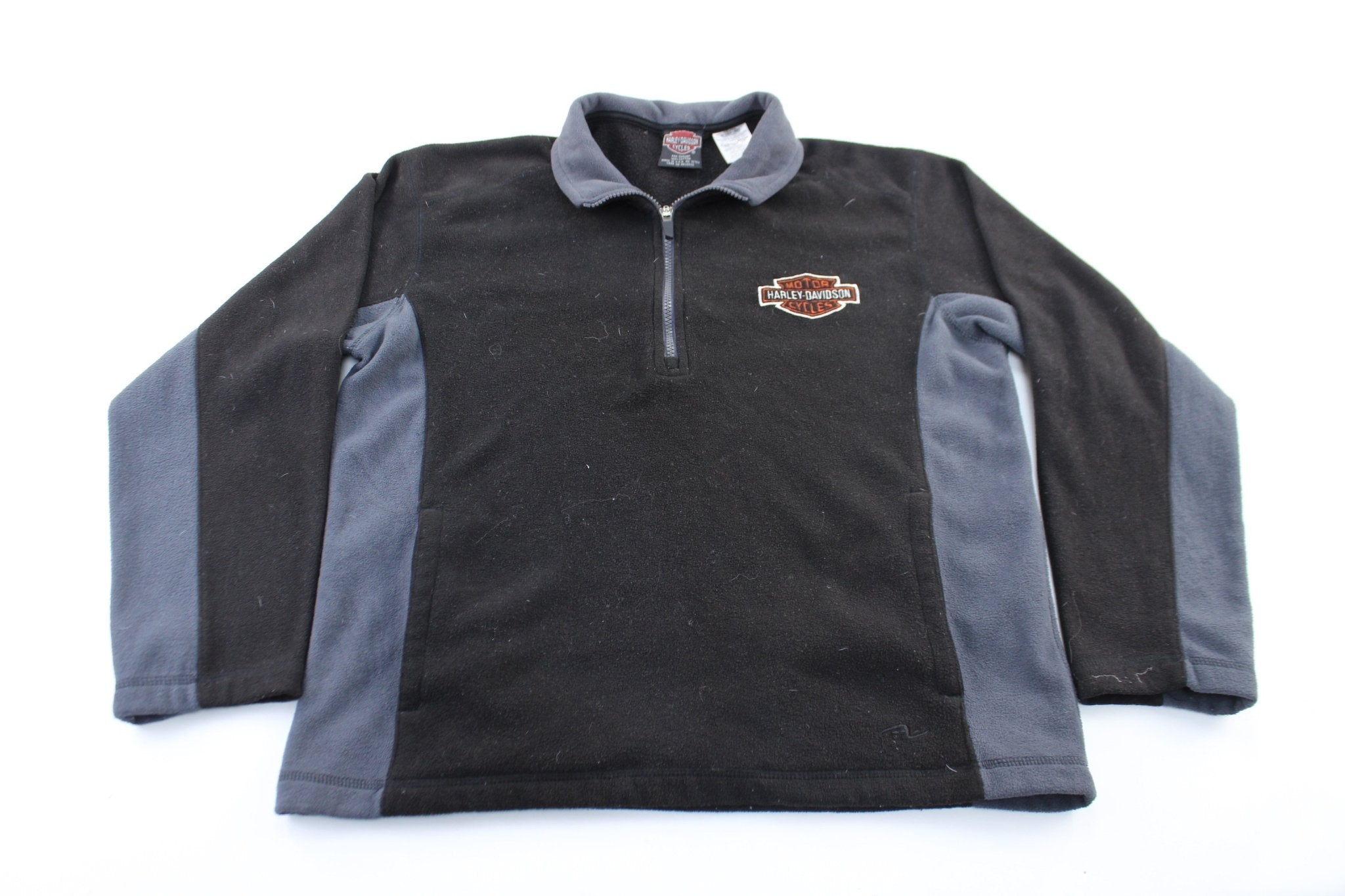 Harley Davidson Motorcycles Embroidered Black & Grey Half Zip Jacket ...