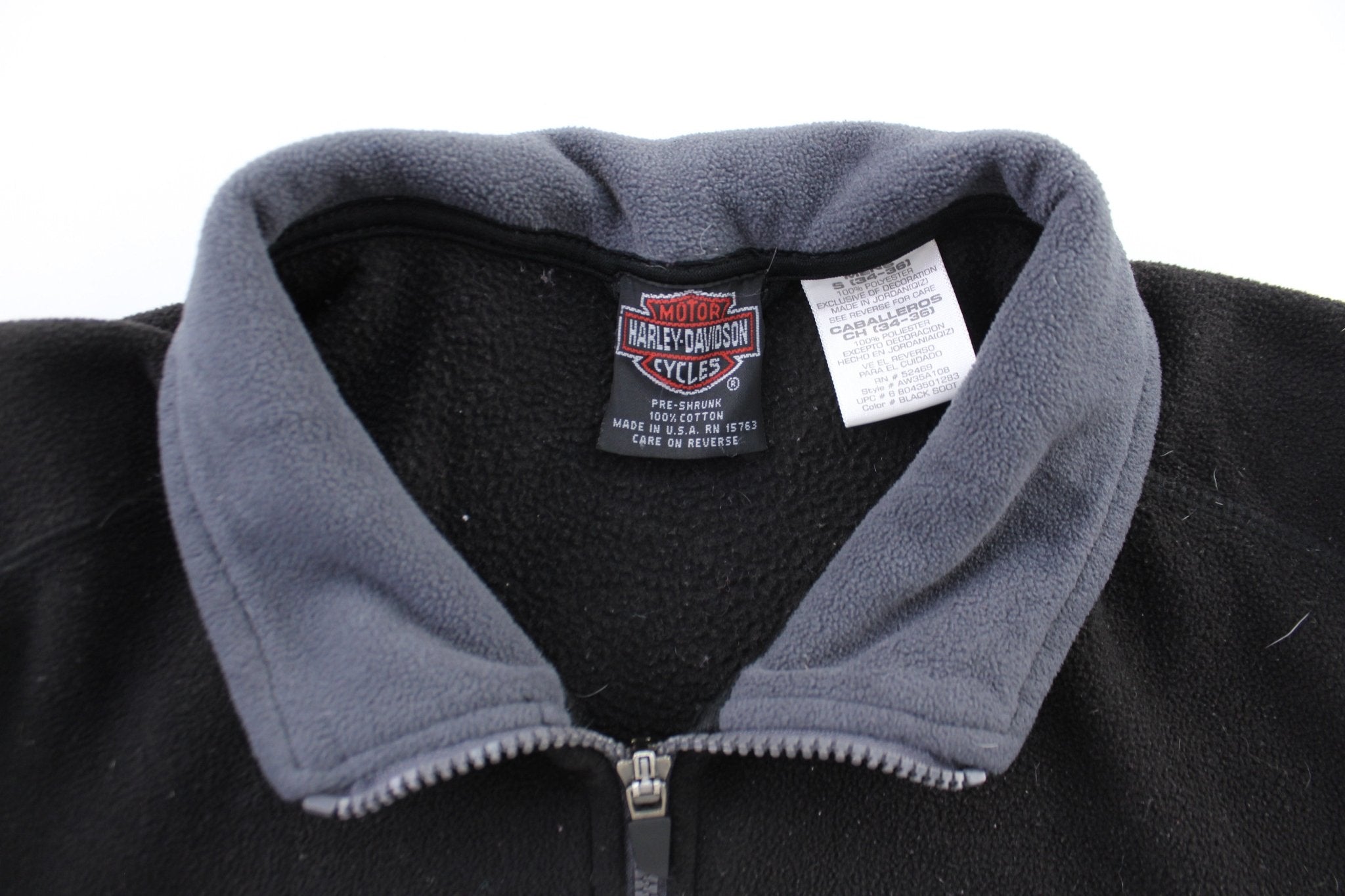 Harley Davidson Motorcycles Embroidered Black & Grey Half Zip Jacket ...