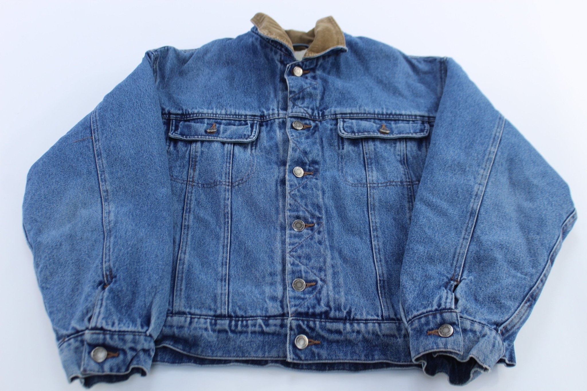 Wrangler Hero Sherpa Lined Denim Trucker Jacket – ThriftedThreads.com